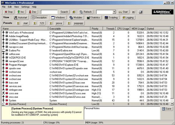 Wintask 4 Professional: monitorizzare il sistema | Pagina 2: Utilizzo ...
