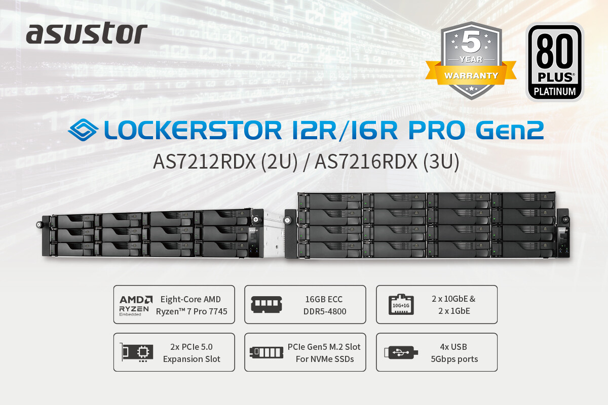 ASUSTOR presenta i nuovi NAS da rack Lockerstor R Pro Gen2 con CPU AMD ...